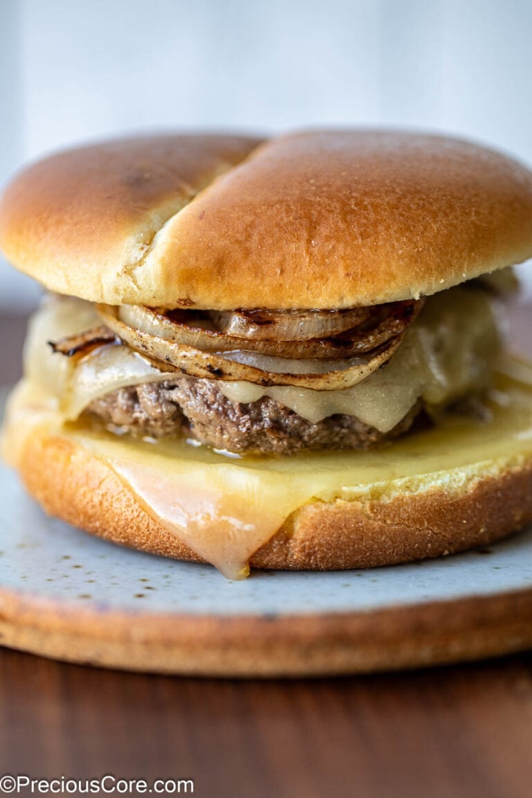 Grilled Onion Cheddar Burger | Precious Core