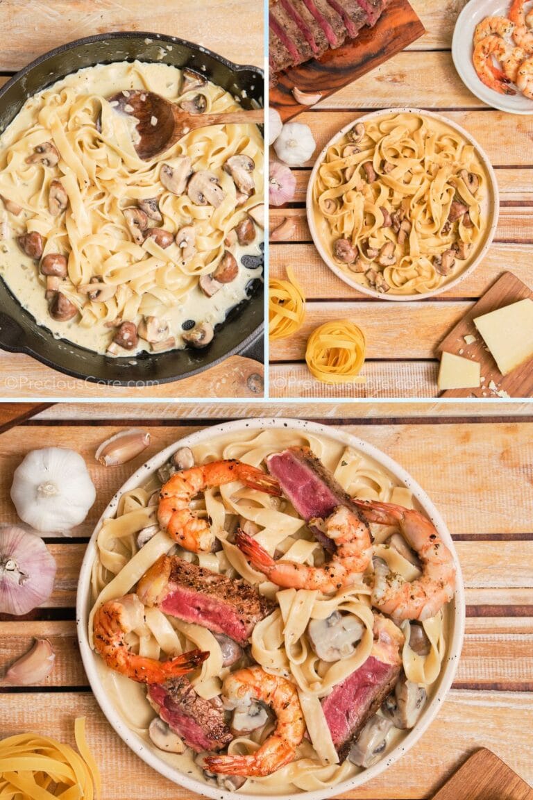 Steak and Shrimp Pasta | Precious Core